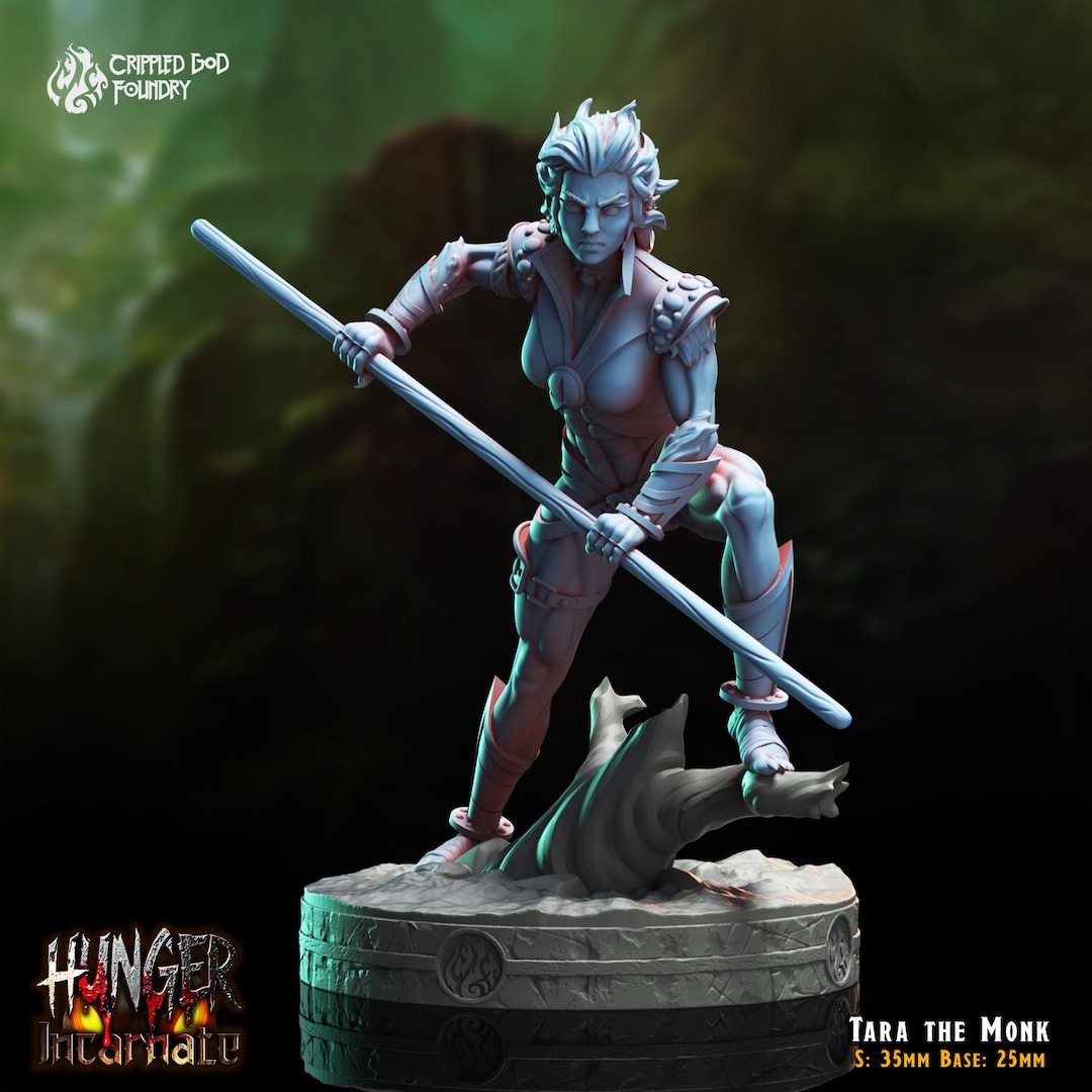 Tara the Monk - Tiefling Miniature for DnD, DSA, Pathfinder, RPG ...