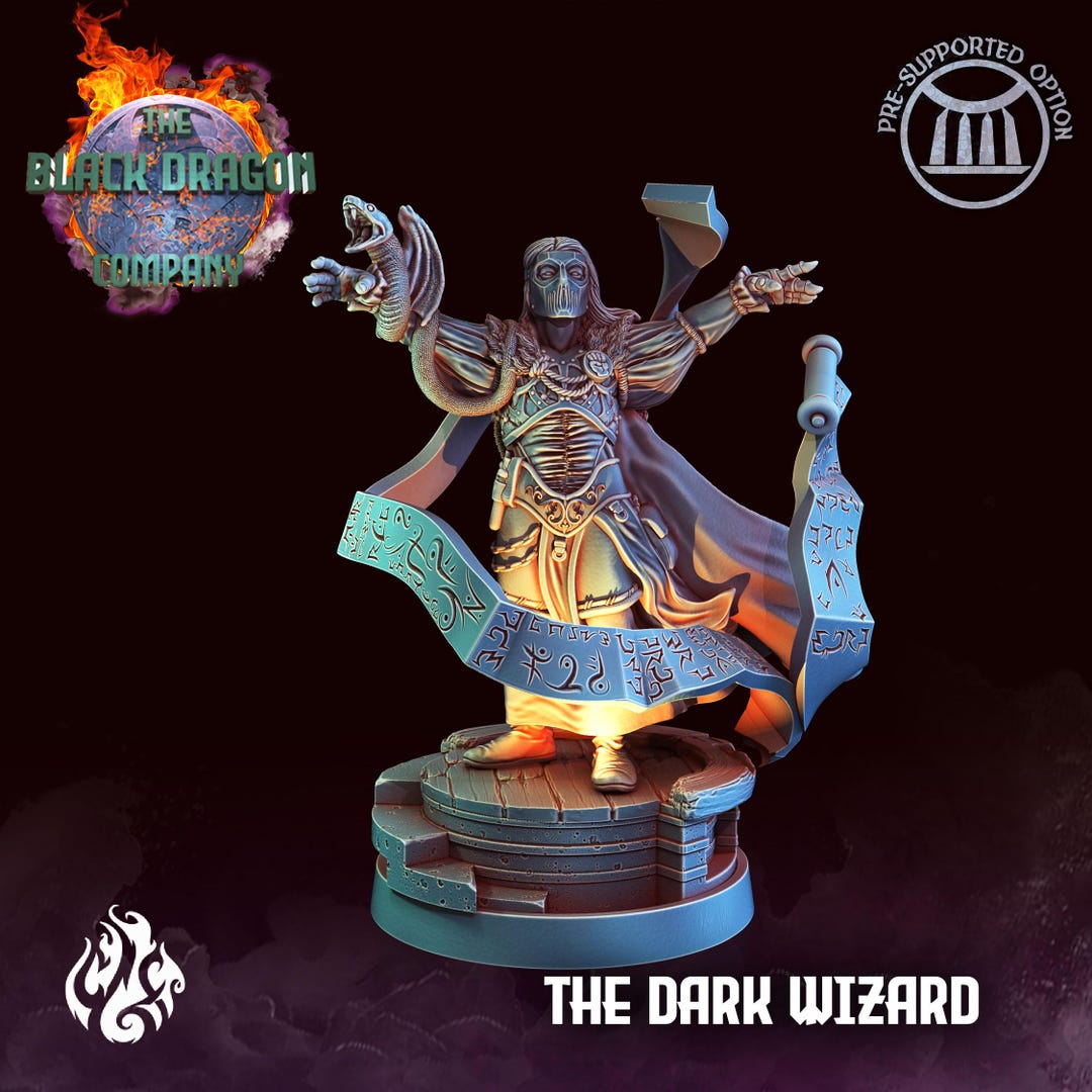 The Dark Wizard Miniature for Dnd, DSA, Pathfinder 28 Mm, 32 Mm, Figure ...