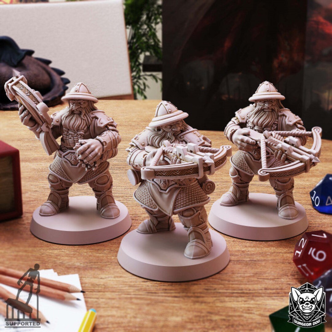 Dwarf Crossbowmen 3 Miniatures for Dnd, DSA, RPG Tabletop Games ...