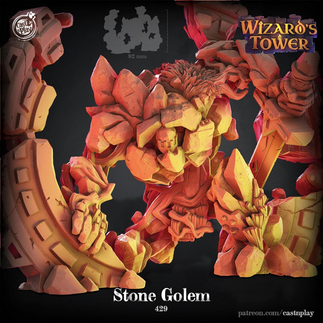 Stone Golem Miniature for Dnd, DSA, Pathfinder 28 Mm, 32 Mm, Figure ...