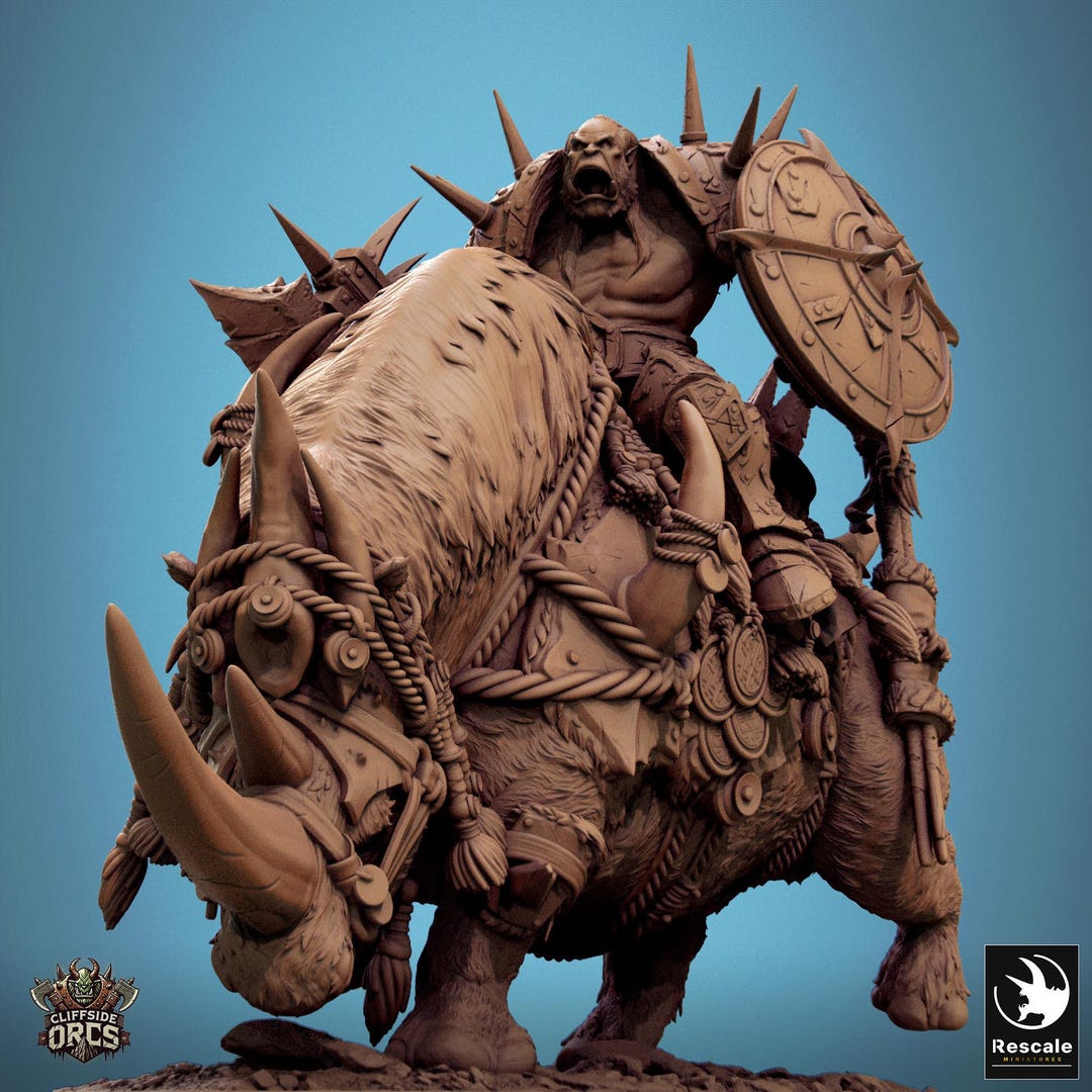 Rhino Run - Mount Miniature for Dnd, DSA, Pathfinder, RPG Tabletop ...