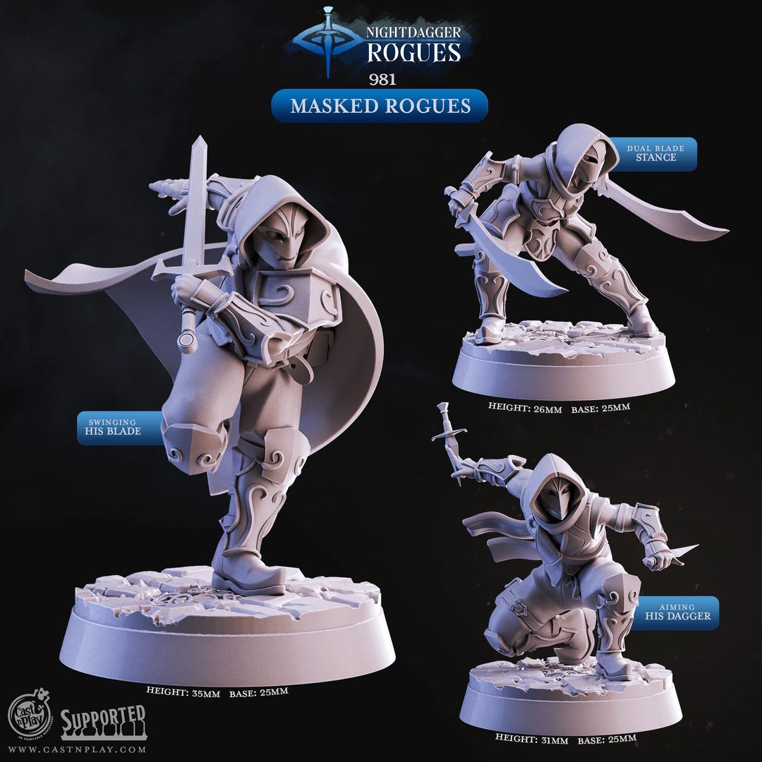 Masked Rogues - Human Rogue Miniature for Dnd, DSA, Pathfinder ...