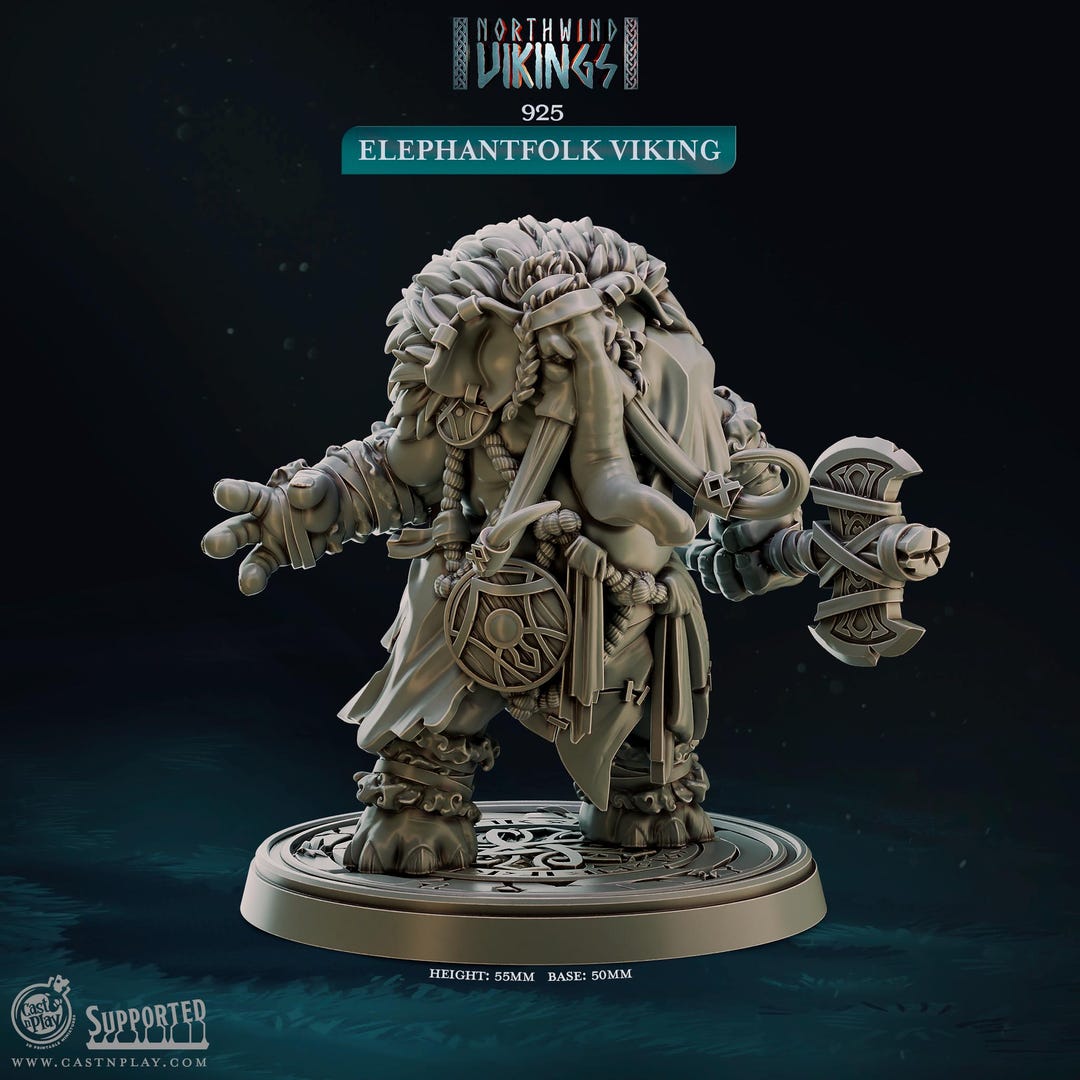 Elephantfolk Viking Miniature for Dnd, DSA, Pathfinder 28 Mm, 32 Mm ...