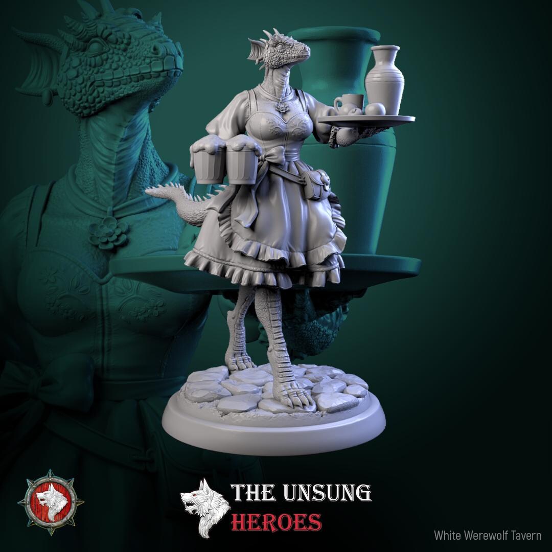 Dragonborn Tavernmaid - Alehouse Maid 6 Miniature for Dnd, DSA ...