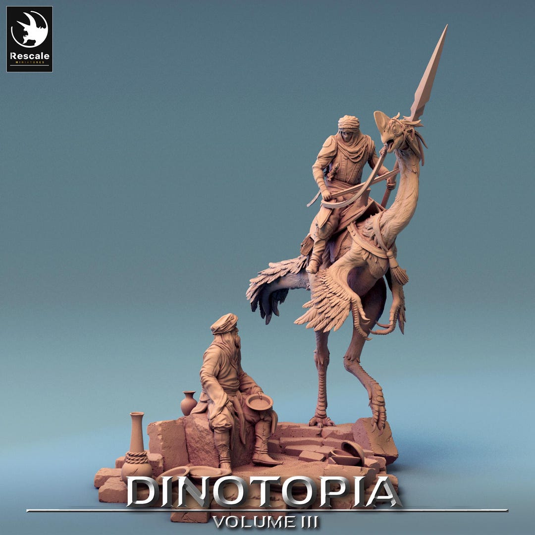Dinotopia Patrol Scene Miniature for Dnd, DSA, Pathfinder 28 Mm, 32 Mm ...