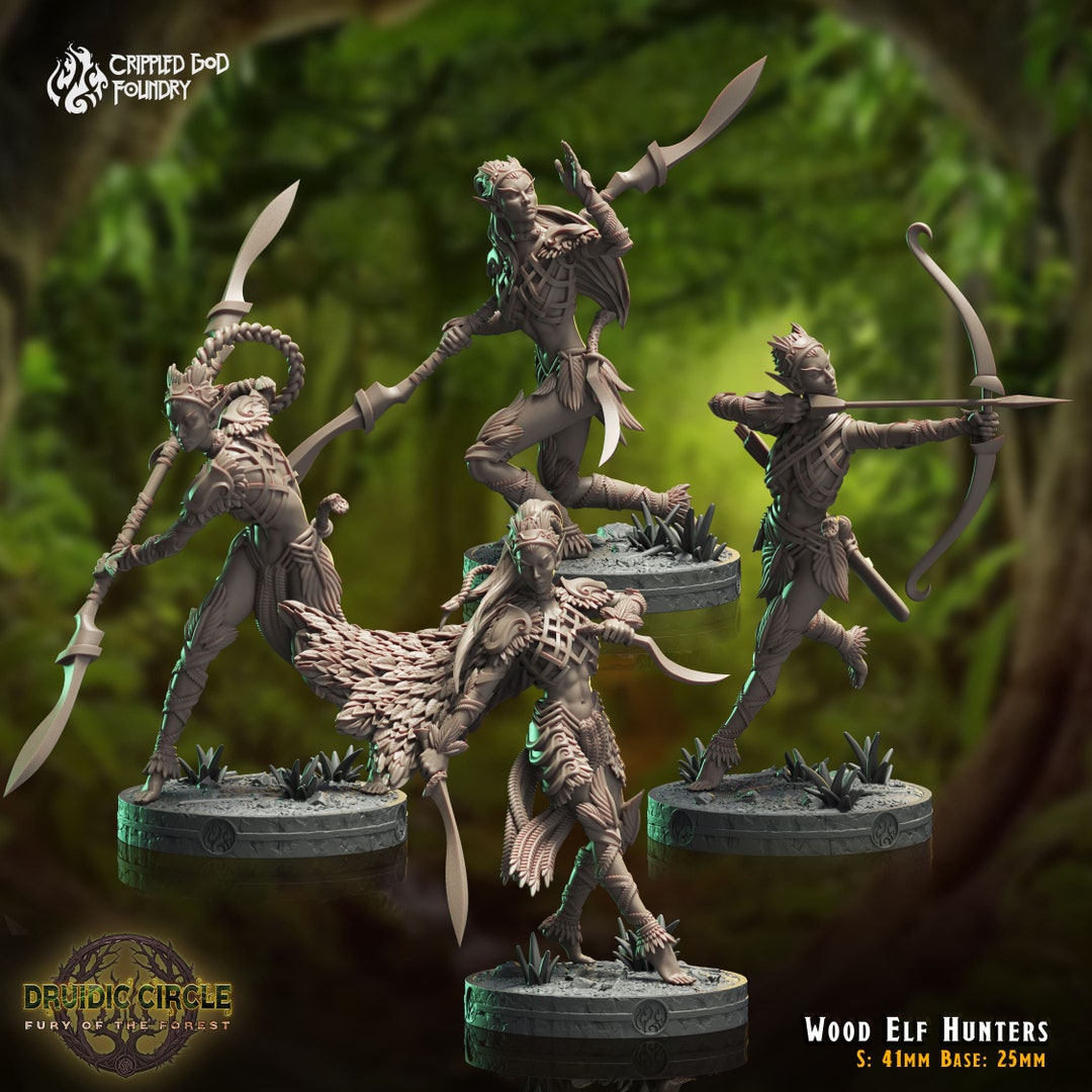 Wood Elf Hunters Miniature for Dnd, DSA, Pathfinder 28 Mm, 32 Mm ...