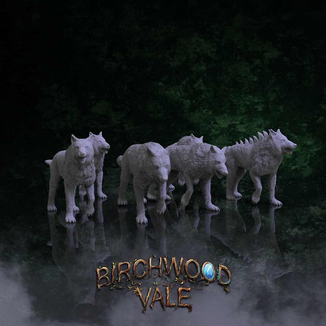 Adversaries Wolves 5 Miniatures for Dnd, DSA, Pathfinder 28 Mm, 32 Mm ...