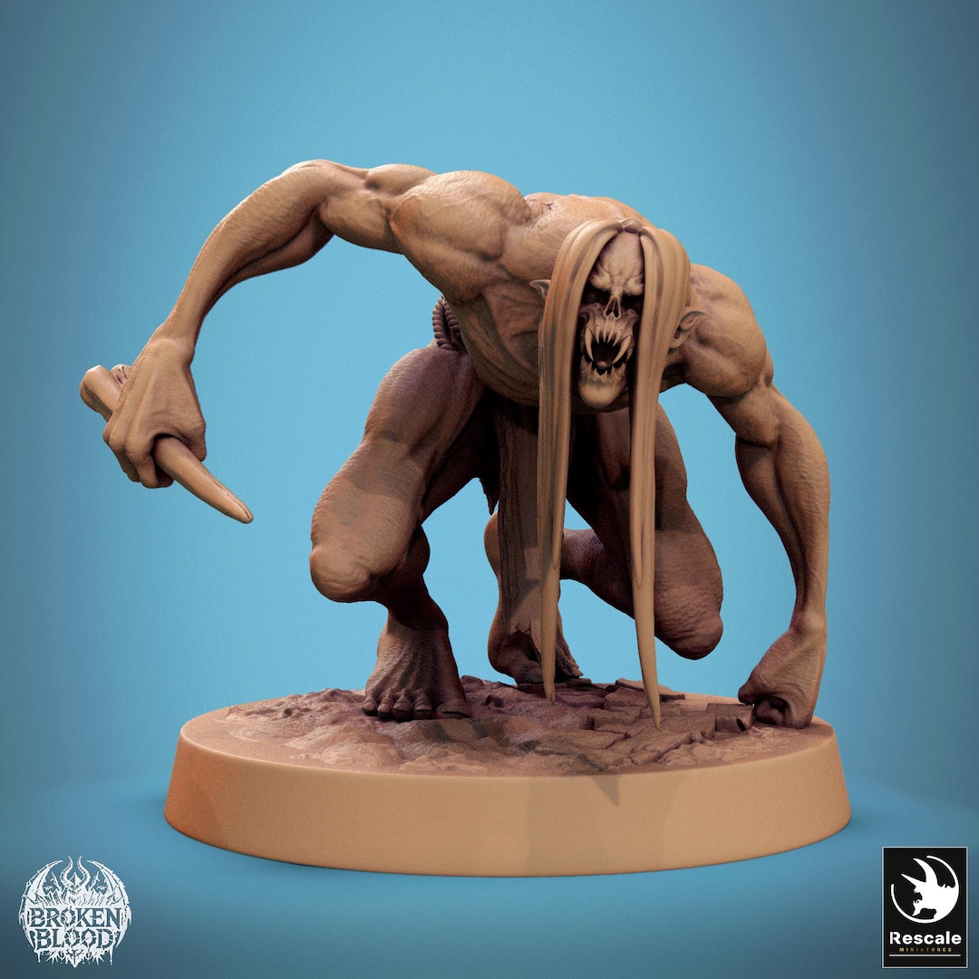 Savage Ghoul Crouch Miniature for Dnd, DSA, Pathfinder 28 Mm, 32 Mm ...