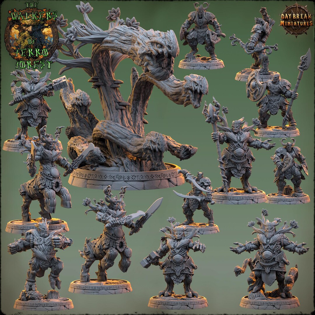 The Walkers of Ferro Forest Bundle - 13 Ent Miniatures for Dnd, DSA ...