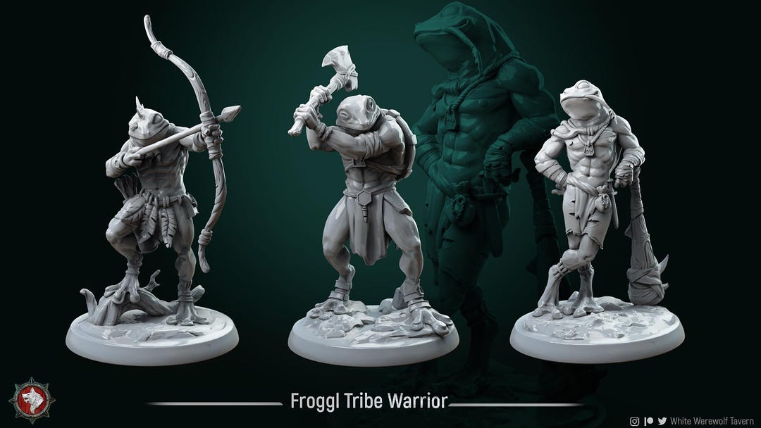 Frogfolk Frog Warrior With Arrow, Bow, Axe, Clubber - Froggl - Circle ...