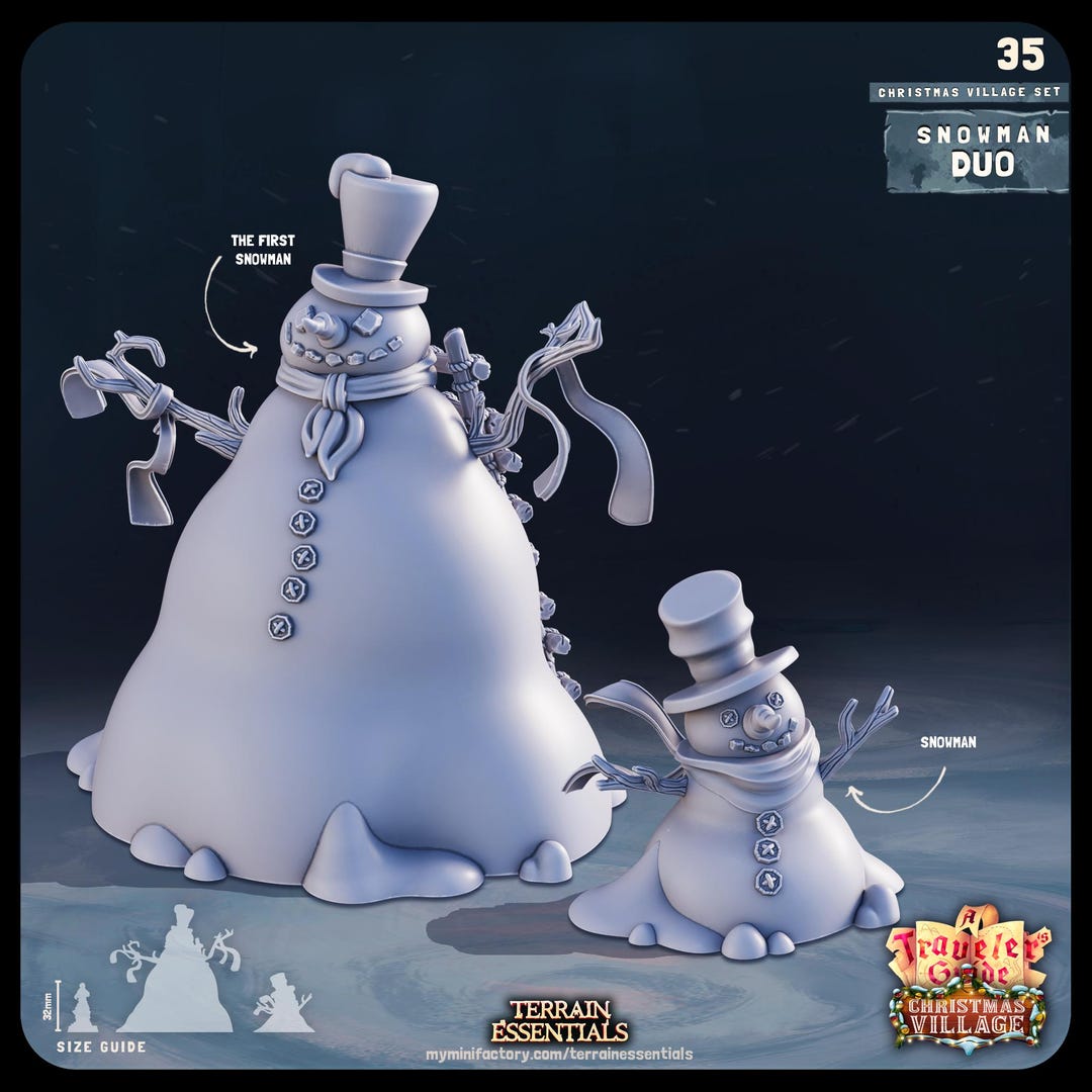 Snowman Duo Miniature for Dnd DSA, Pathfinder, RPG Tabletop Figure Snow ...