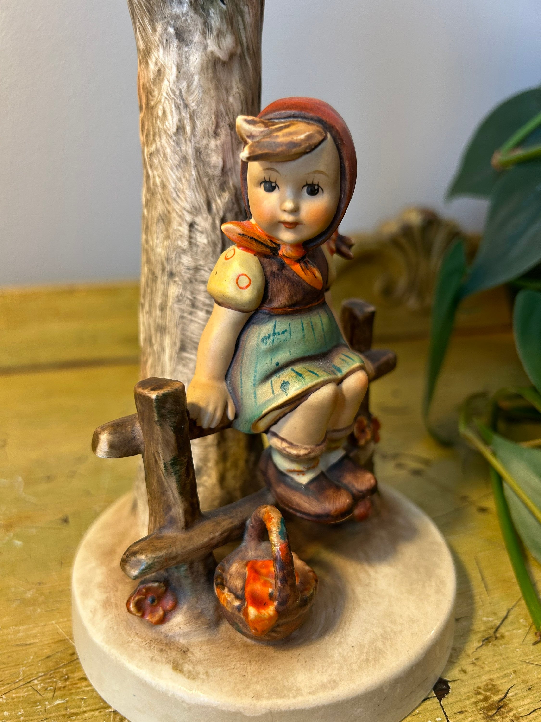MJ Hummel Lamp Girl Sitting on Fence - Etsy