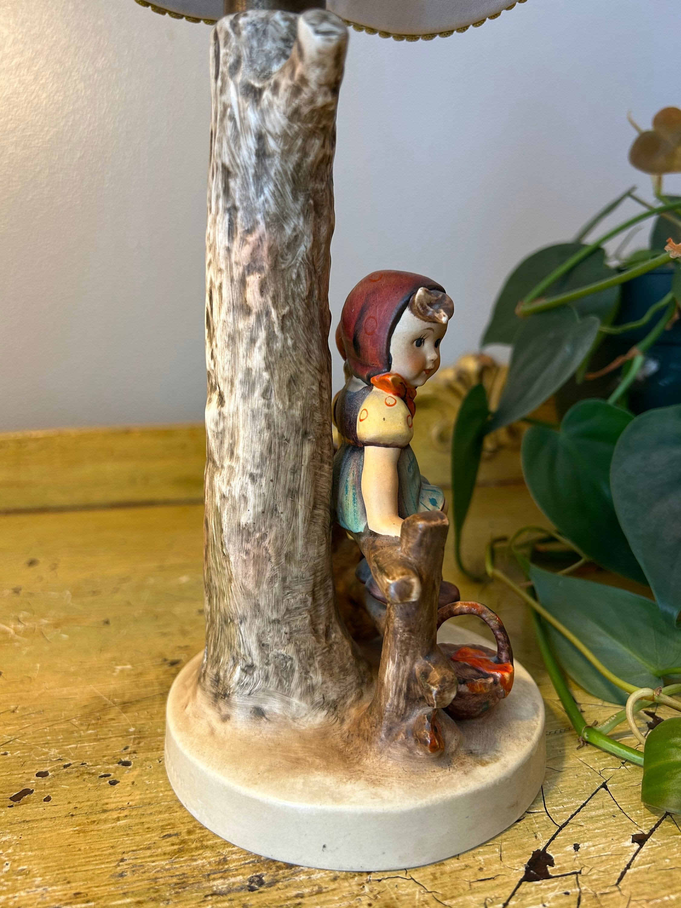 MJ Hummel Lamp Girl Sitting on Fence - Etsy