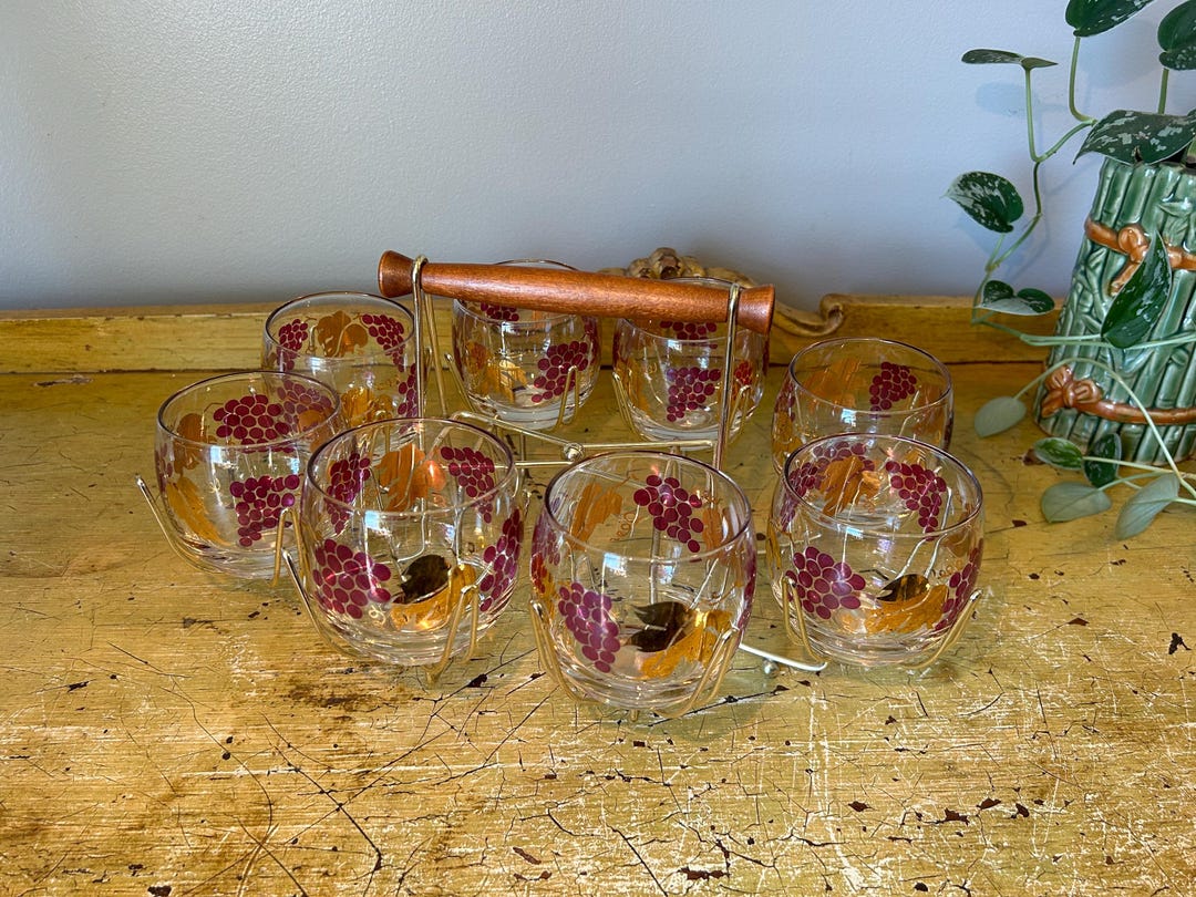 Vintage Set of Eight Culver Roly Poly MCM Drinking Glasses With ...