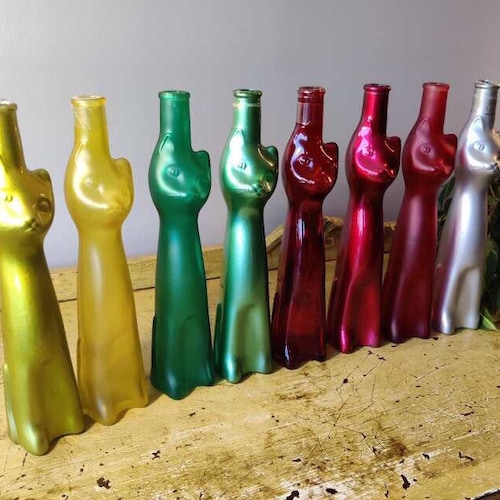Collectable Coloured Cat Shaped Wine Bottles Etsy