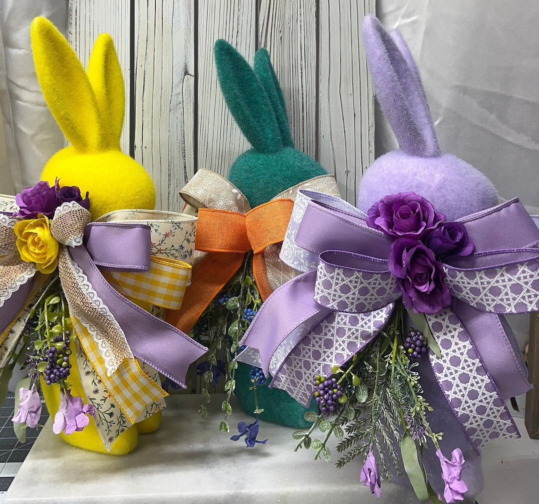 Easter Bunny Decor, Flocked Bunny, Bougie Bunny, Decorated Sitting ...