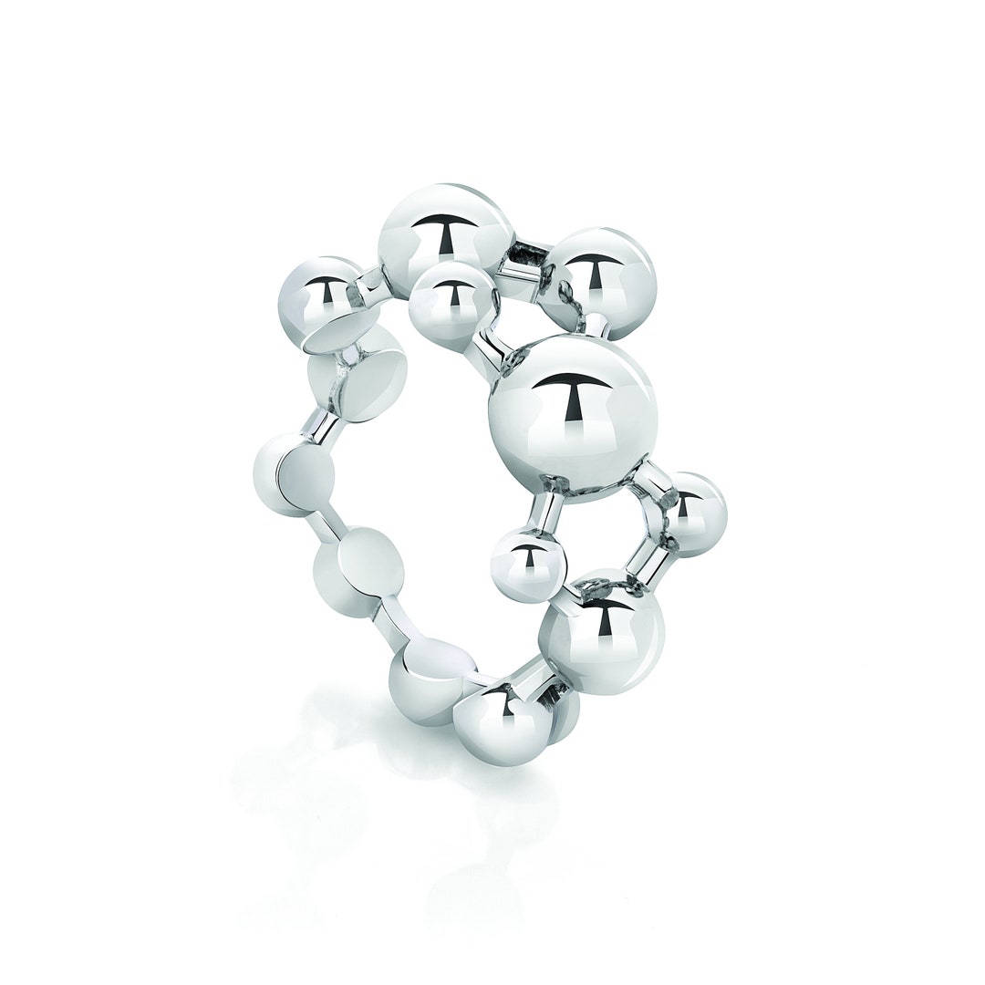 Atomic Molecule Ring in Sterling Silver, Funky Modern Geometric ...