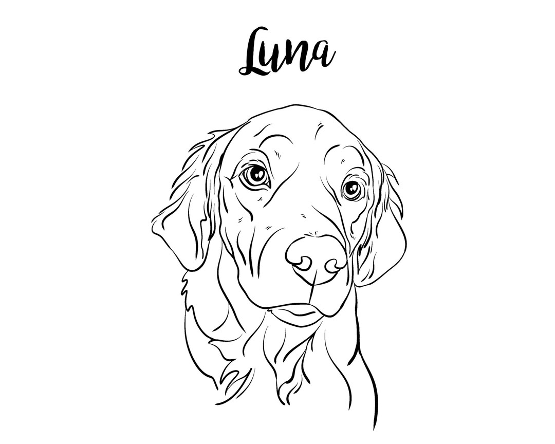Custom Line Drawing Pet Portrait Digital Dog Painting - Etsy