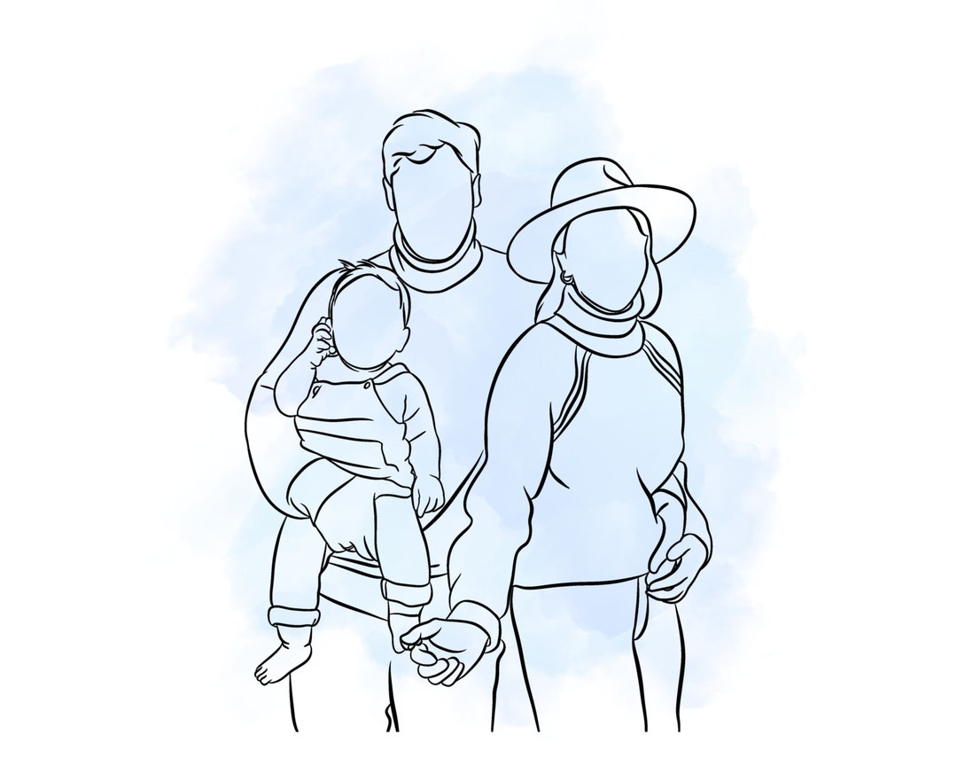 Family Portrait, Custom Couple Portrait, Custom Family Gift ...