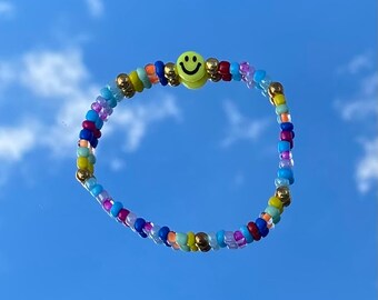 Beaded Smiley Face Bracelet - Etsy