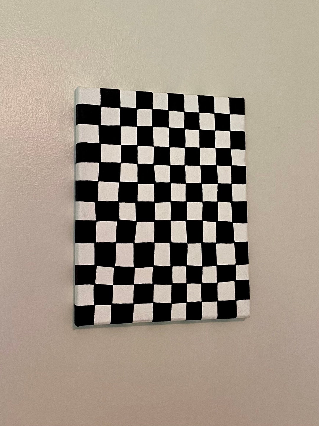 Black & White Checkered Painting - Etsy
