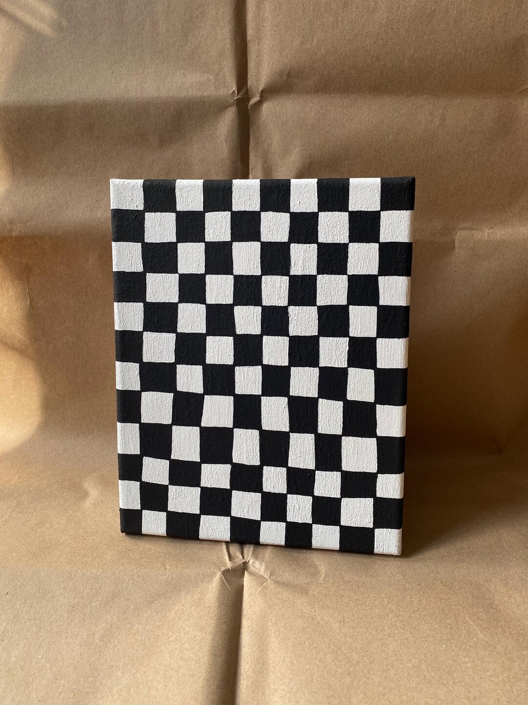 Black & White Checkered Painting - Etsy