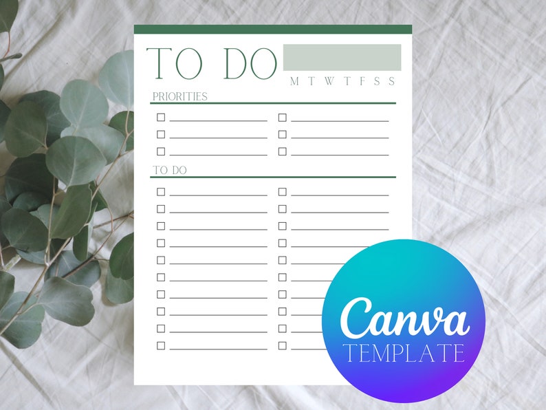 To-do List Editable | CANVA Template | Digital Download | Productivity ...