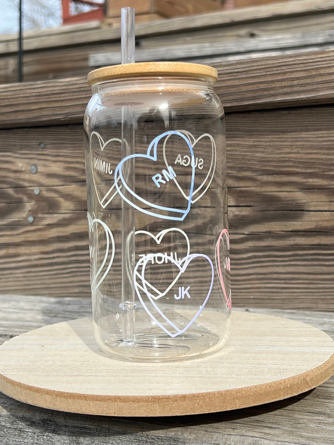 BTS Color Changing Candy Heart Glass - Etsy