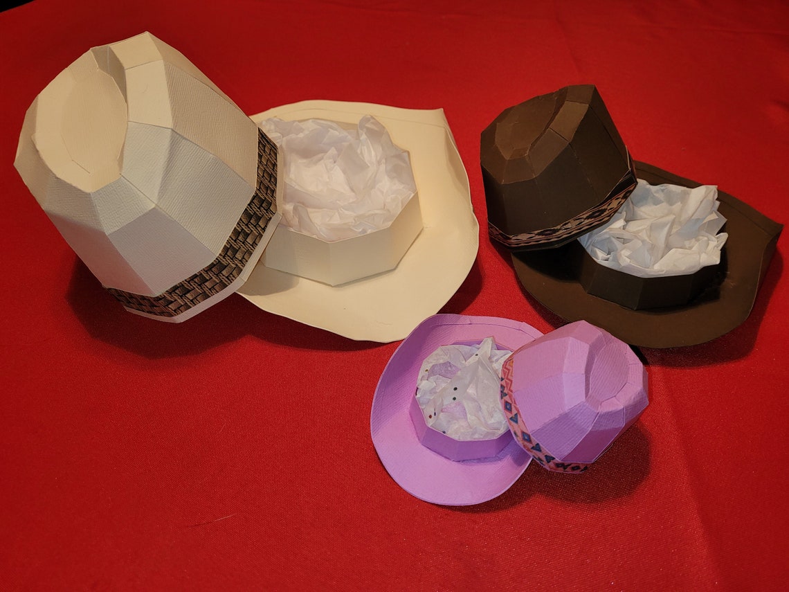 Cowboy Hat Gift Box! CHOOSE Your Hat Color & Style Band! 3 SIZES ...