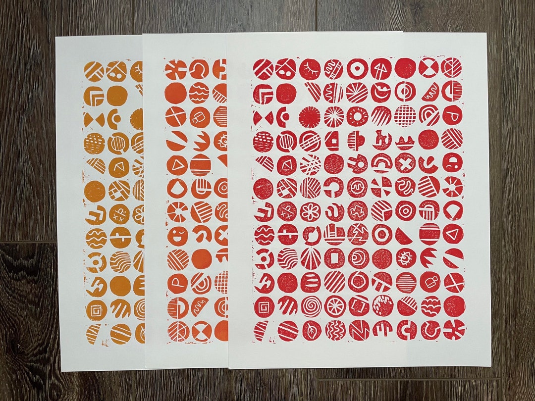 Circles- Linocut Print - Etsy