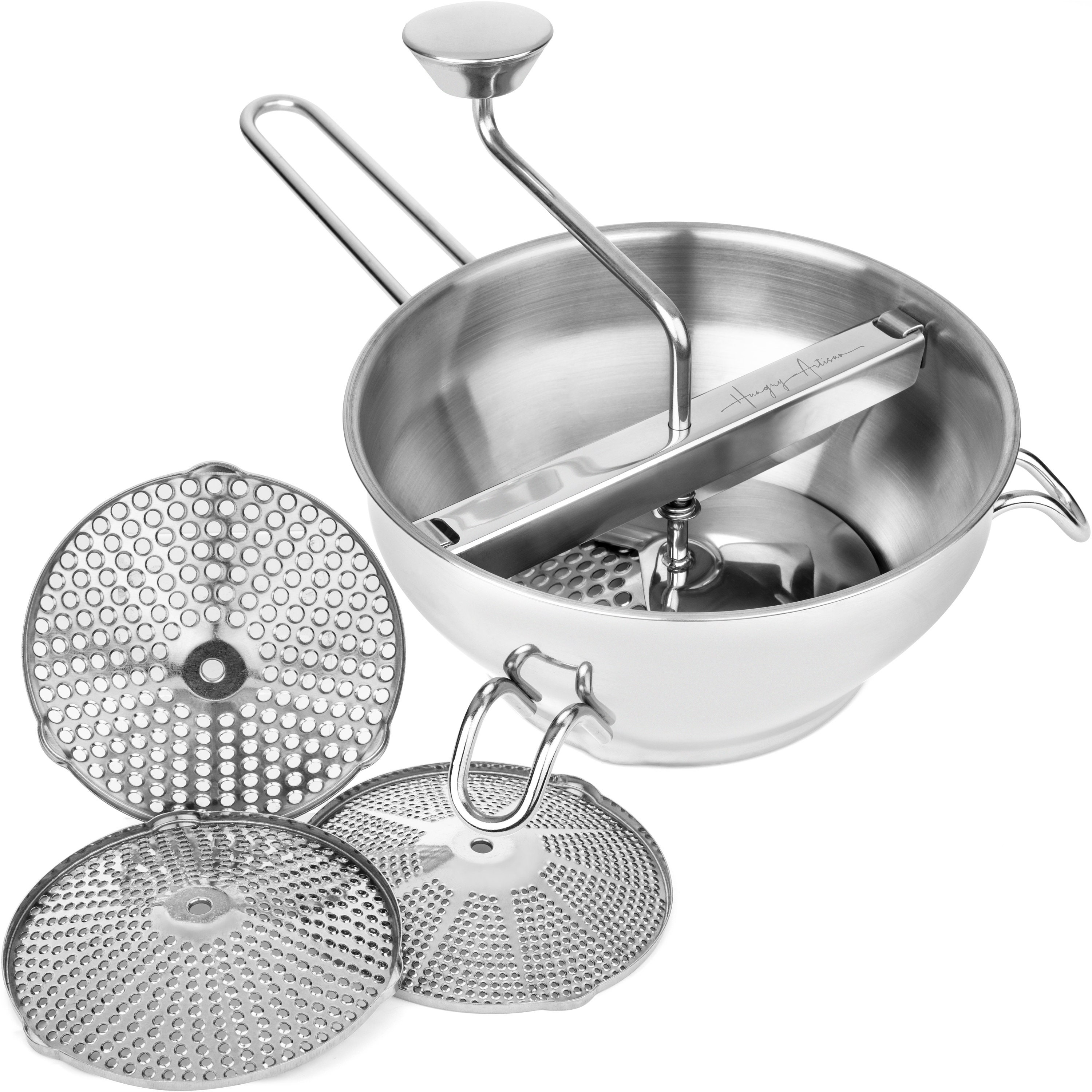 Ergonomic Food Mill Stainless Steel With 3 Grinding Milling Discs ...