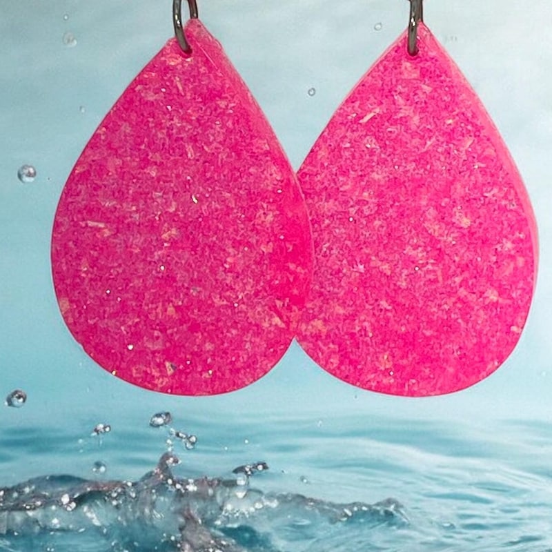Large Glitter Teardrop Earrings - Etsy