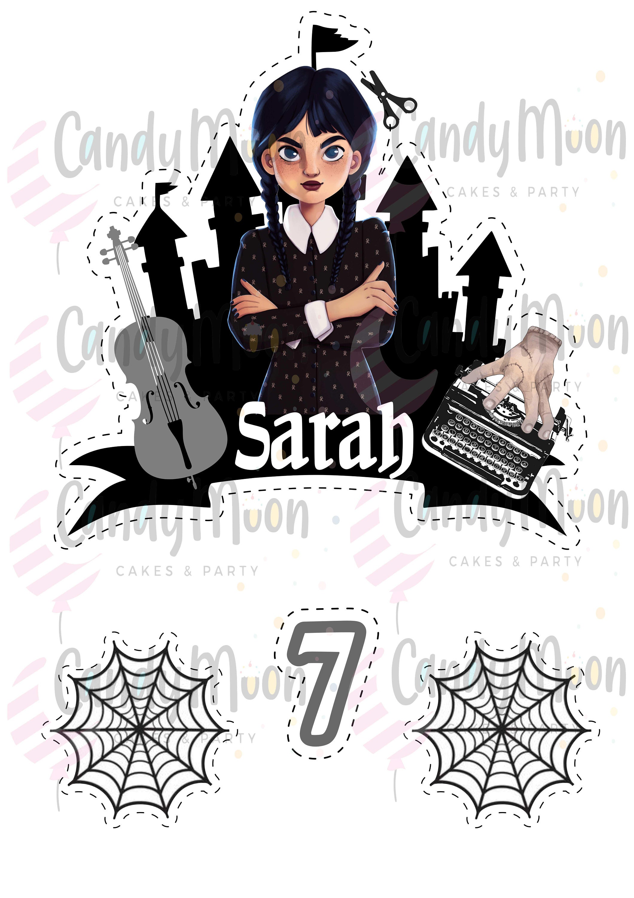 Merlina, Merlina Cake Topper, Merlina Banner, Merlina Birthday, Merlina ...