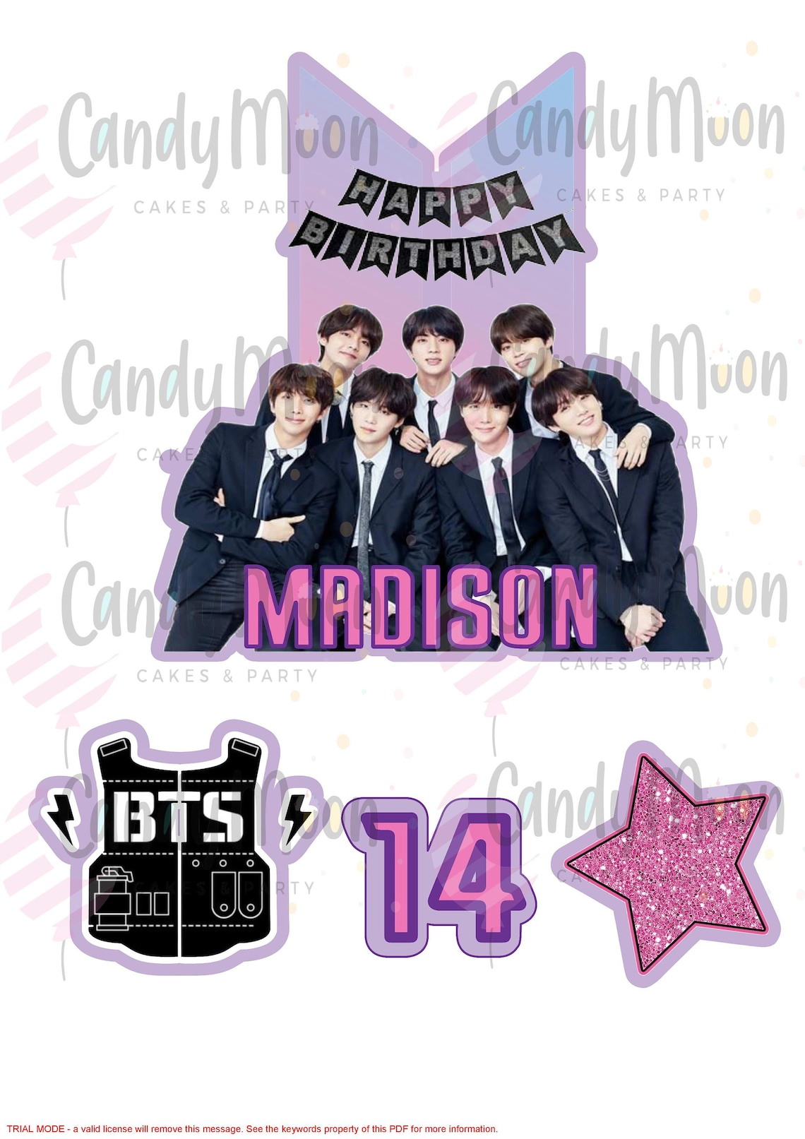 Bts, Bts Cake Topper, Bts Banner, Bts Birthday, Bts Party, Bts Party ...
