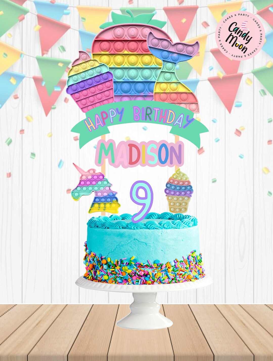 Pop It, Pop It Cake Topper, Pop It Banner, Pop It Birthday, Pop It ...