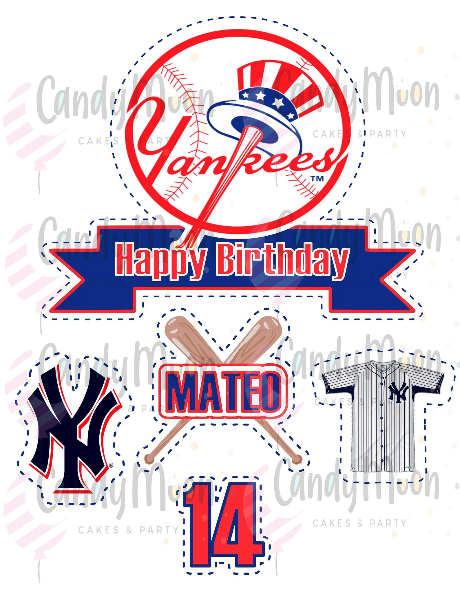 New York Yankees, New York Yankees Cake Topper, New York Yankees Banner ...