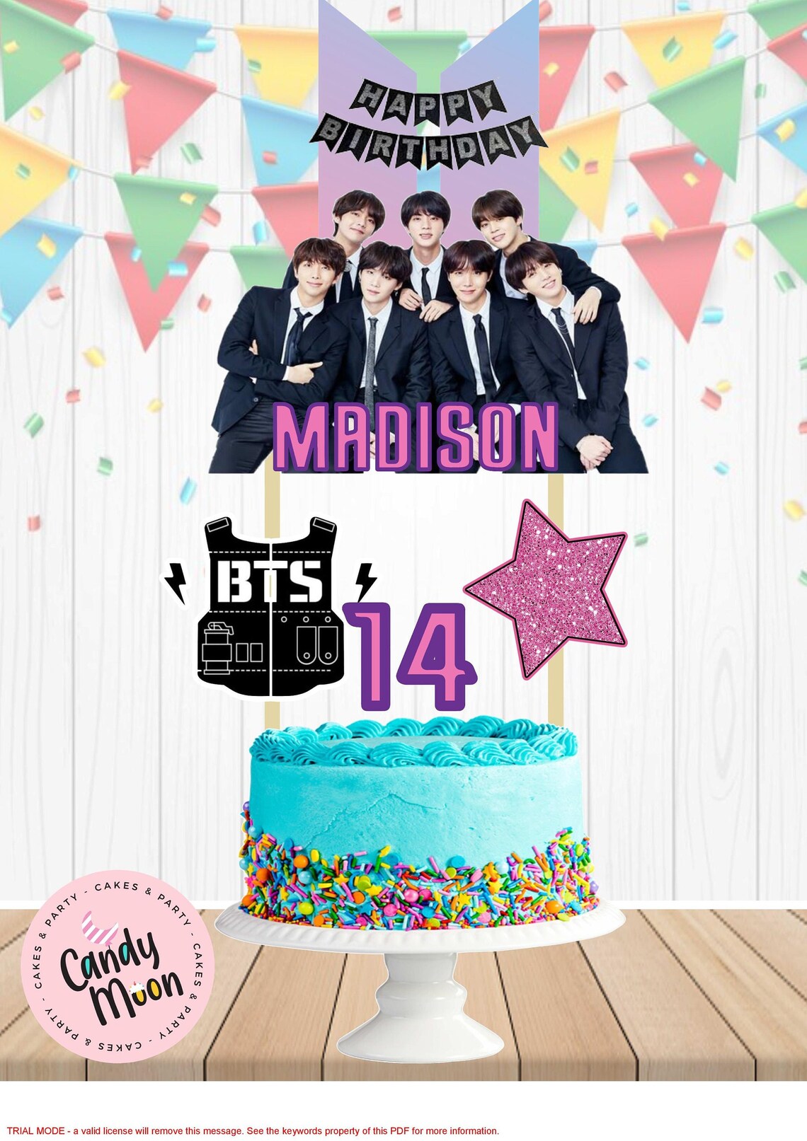 Bts, Bts Cake Topper, Bts Banner, Bts Birthday, Bts Party, Bts Party ...