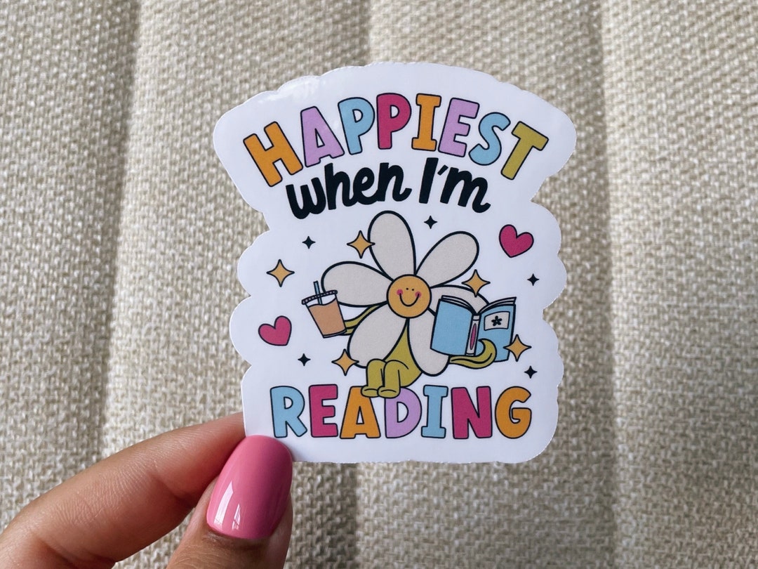 Happiest When I'm Reading Sticker, Sarcastic Stickers, Reading Stickers ...