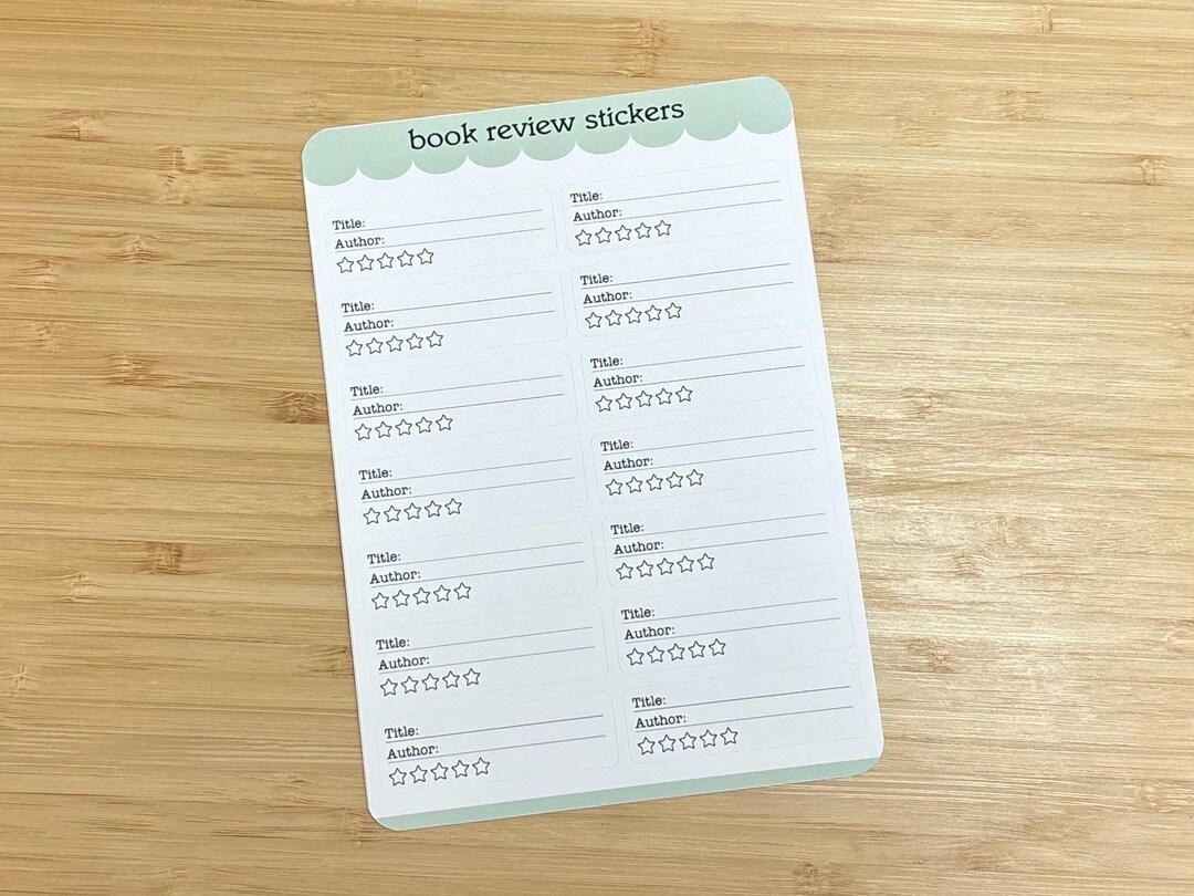 Book Review Sticker Sheet, Planner Stickers, Journaling Stickers, Book ...