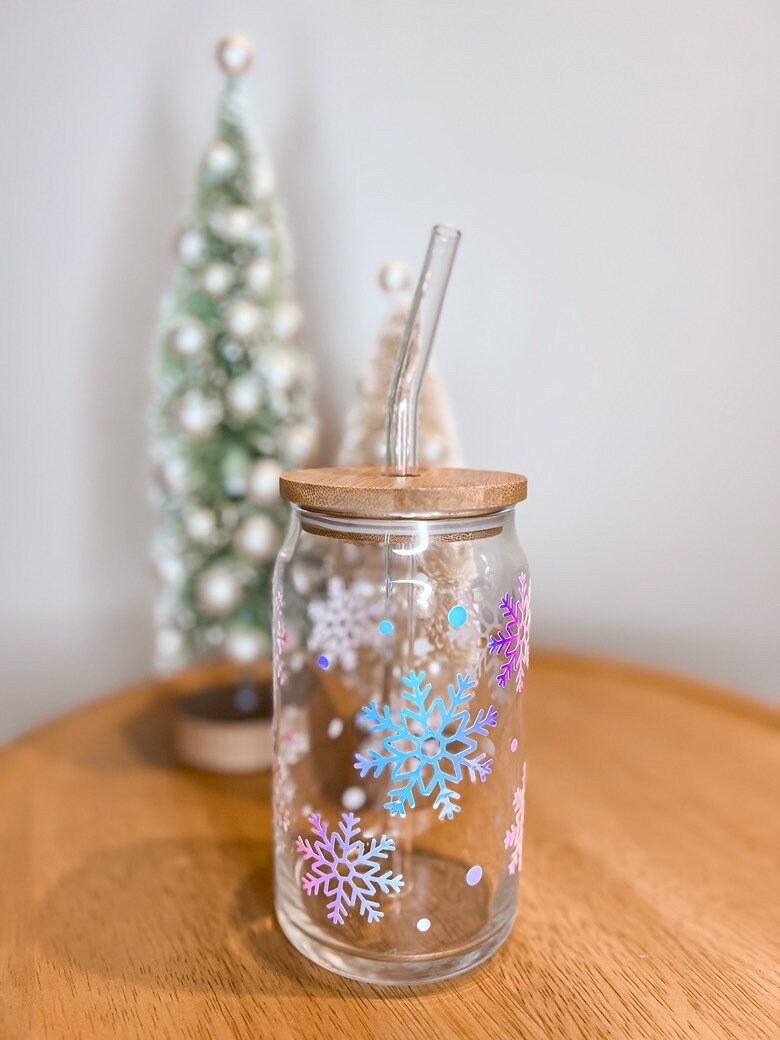 Holographic Snowflake Libbey Glass Cup - Etsy