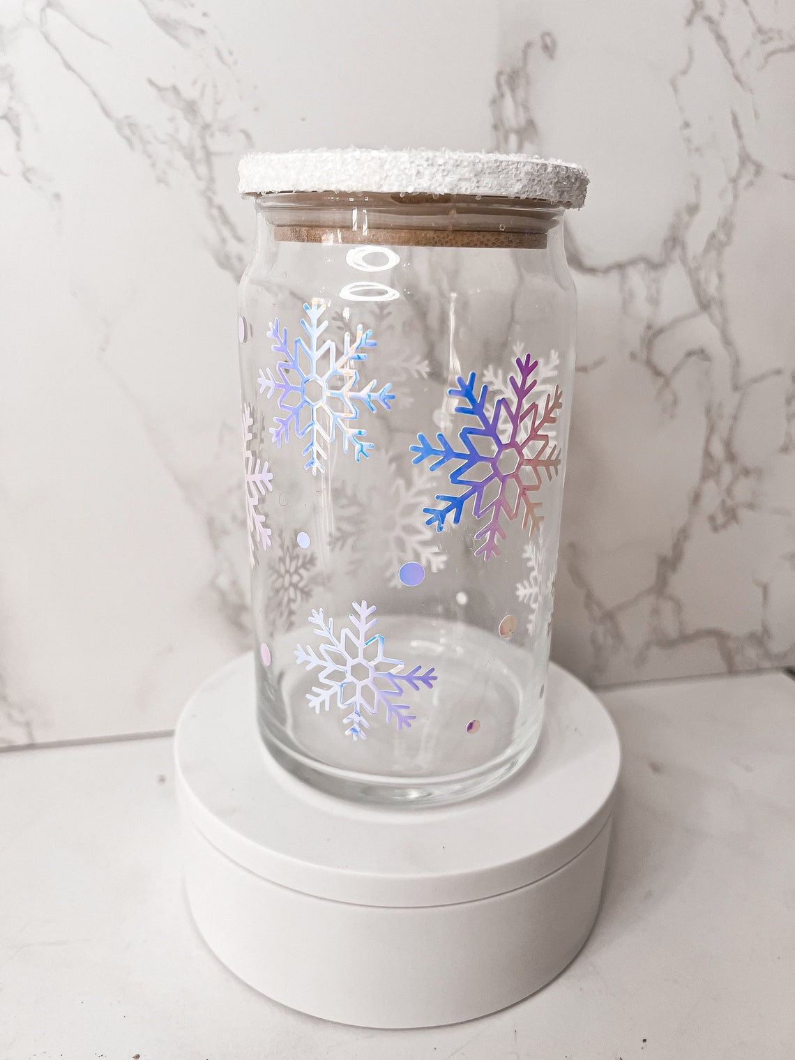 Holographic Snowflake Libbey Glass Cup - Etsy