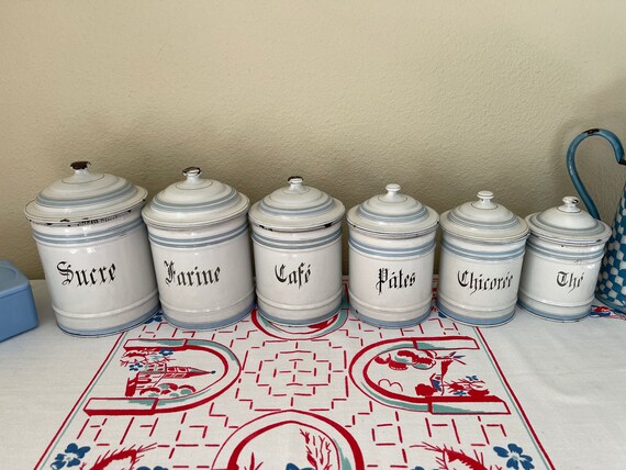 French Enamelware Canister Set of 6 Etoile PEN Ca. - Etsy
