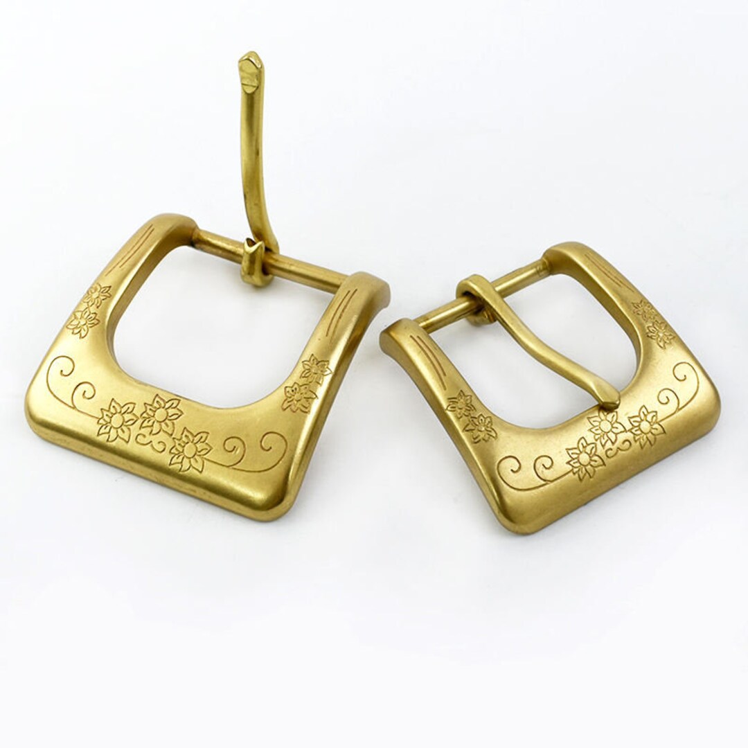 Solid Brass Heel Bar Buckle Engraved Design for Strap 40mm 1 - Etsy