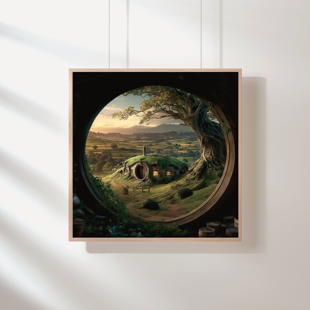 The Shire Art, Hobbiton, Hobbit Hole the Shire Posters, Digital ...