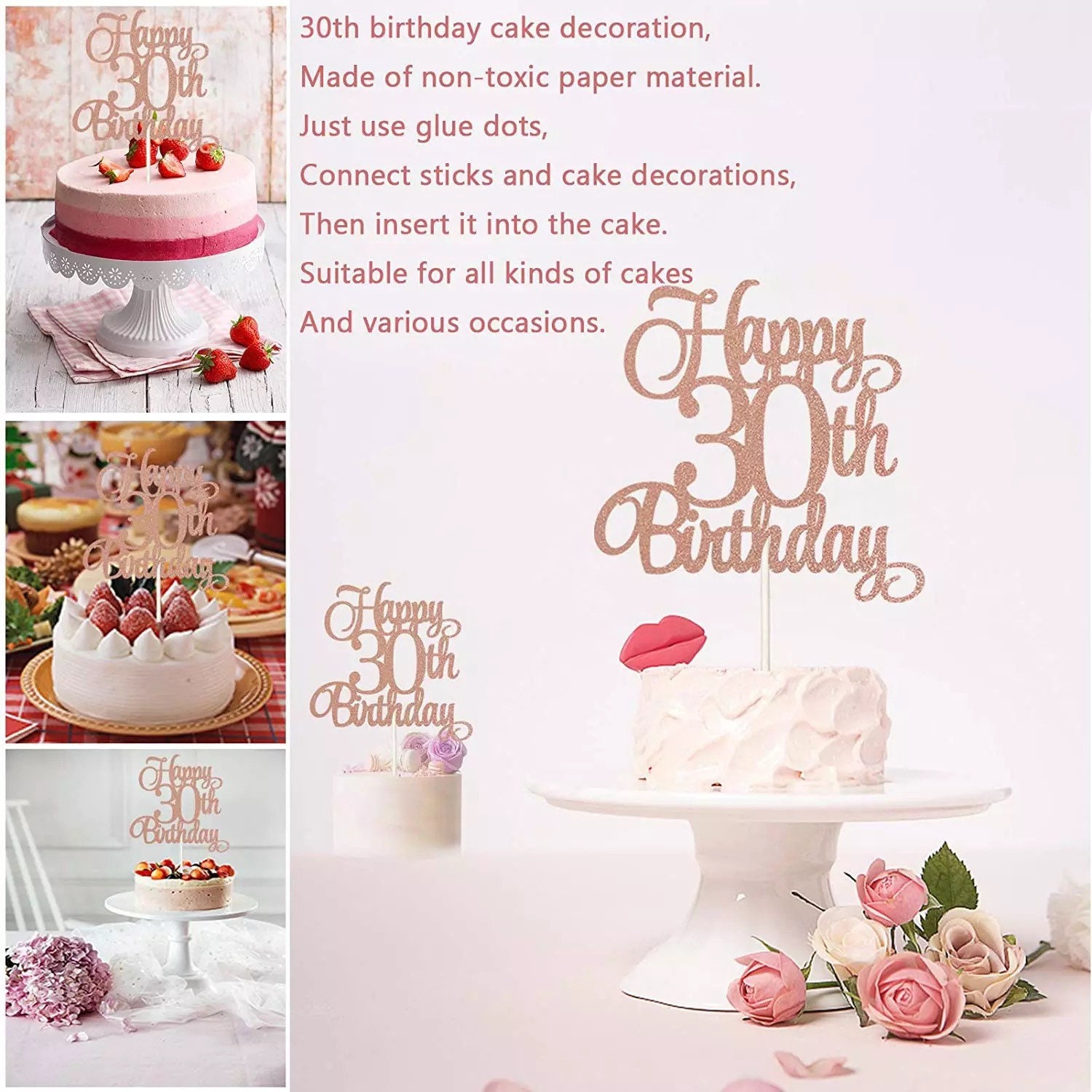 Happy 30th Birthday Cake Topper - Etsy