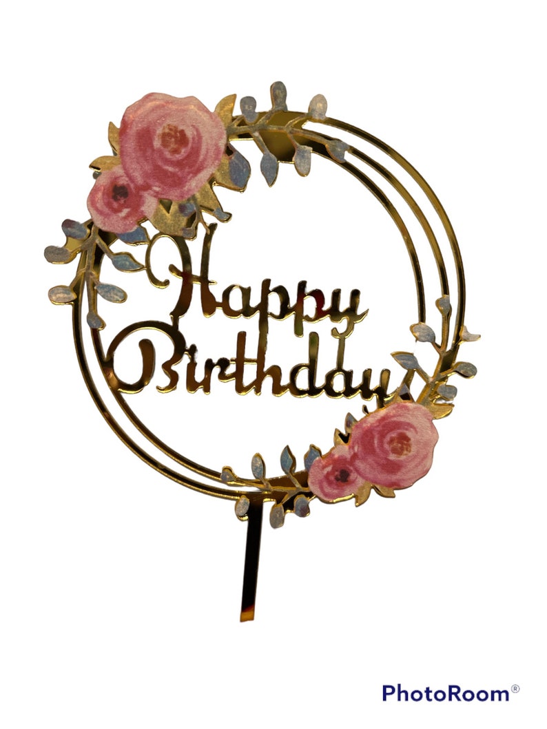 Happy Birthday Acrylic Gold Mirror Cake Toppers - Etsy