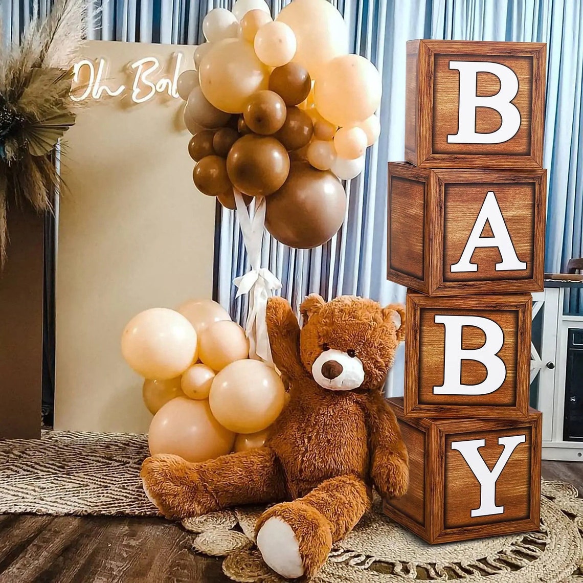Dark Wood Baby Block Boxesbaby Showerbirthdaygender Reveals - Etsy
