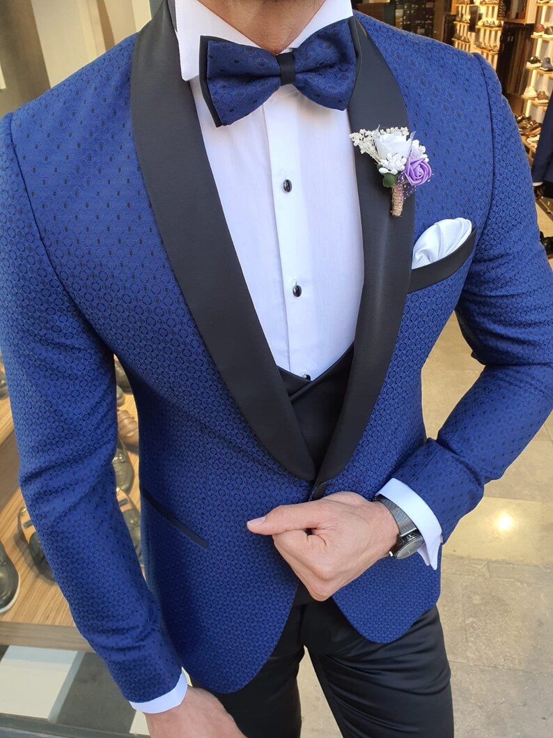 Indigo & Black Tuxedo Blue 3 Piece Tuxedo Wedding Party - Etsy