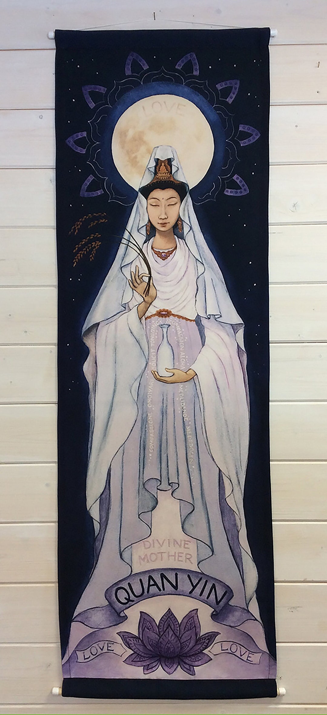 Quan Yin Fabric Wall Hanging Designed by Wendy Andrew - Etsy