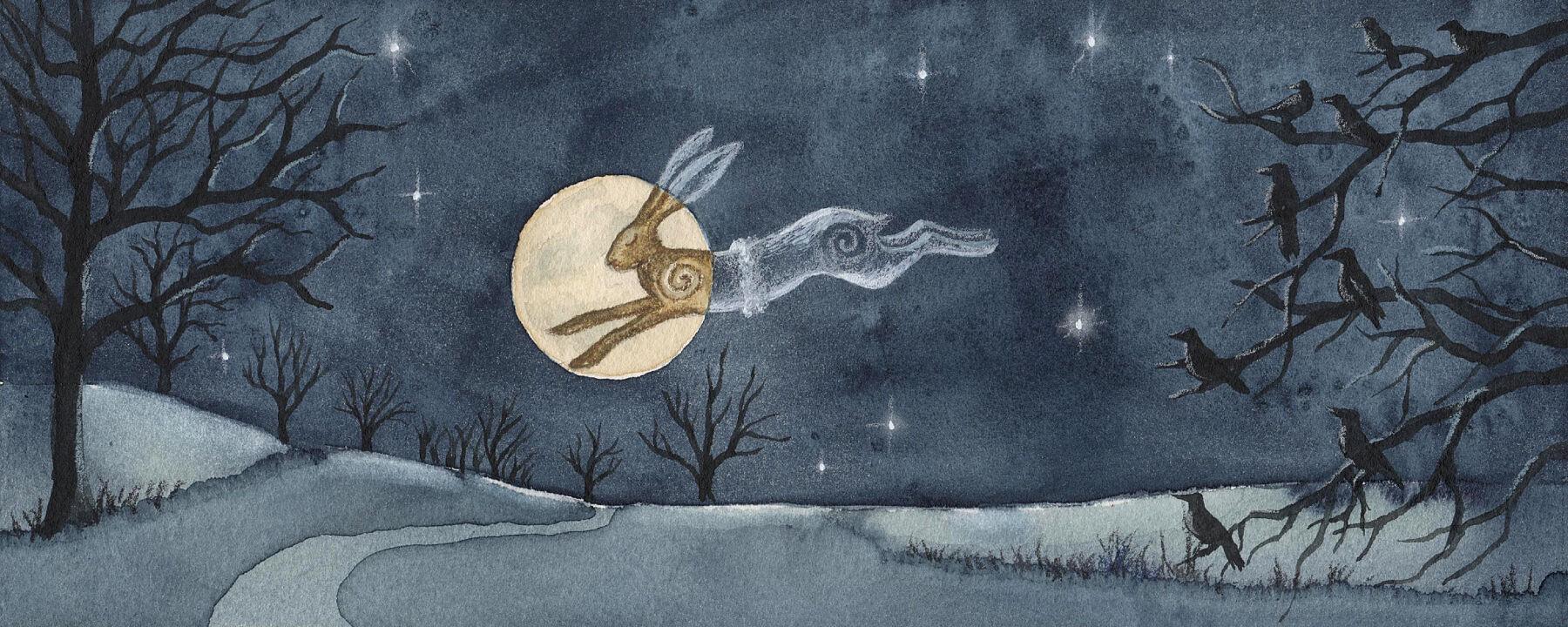 Luna Moon Hare at Winter Solstice - Limited Edition Print by Wendy ...